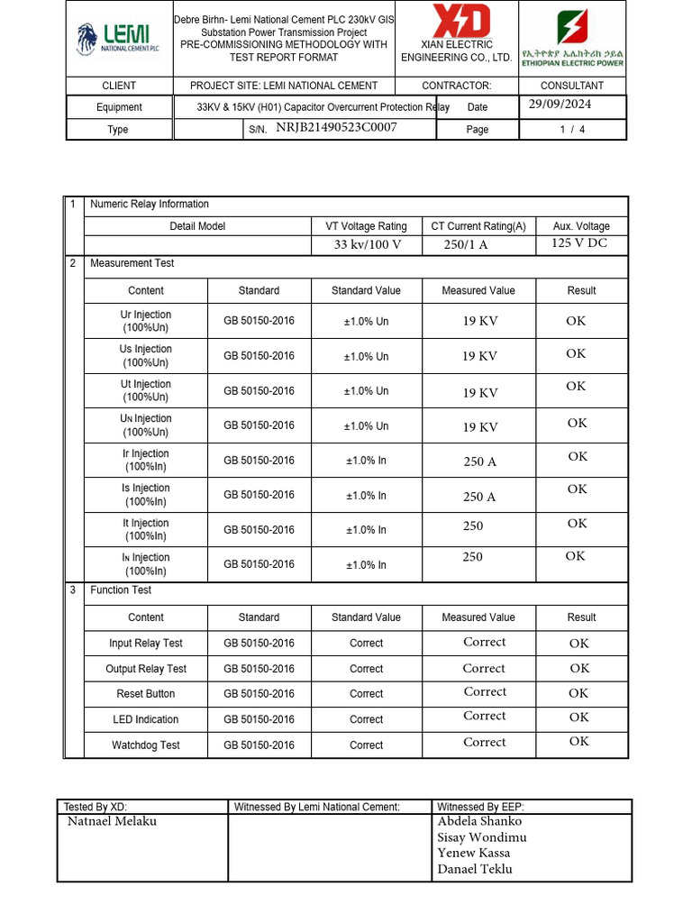 18 33KV & 15KV Capacitor Overcurrent Protection Relay H01 | PDF ...