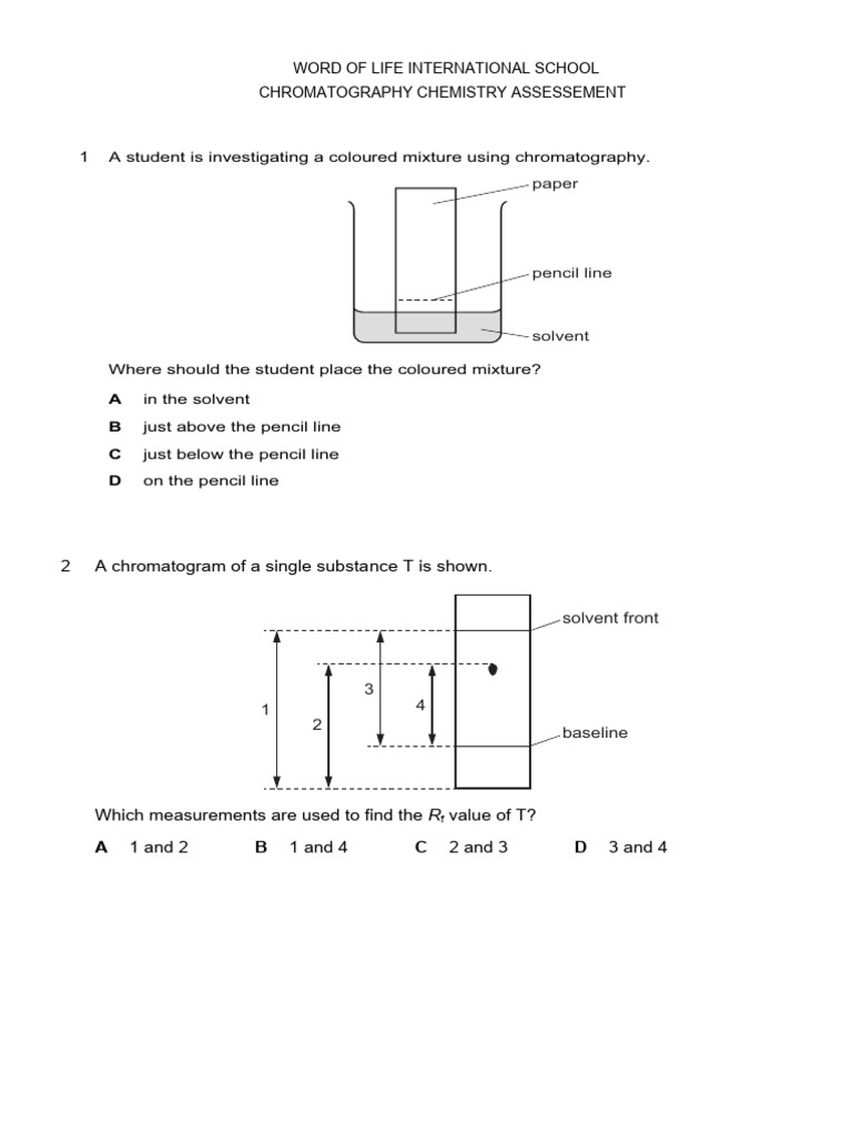 Chromatography Work Sheet | PDF | Chromatography | Mixture