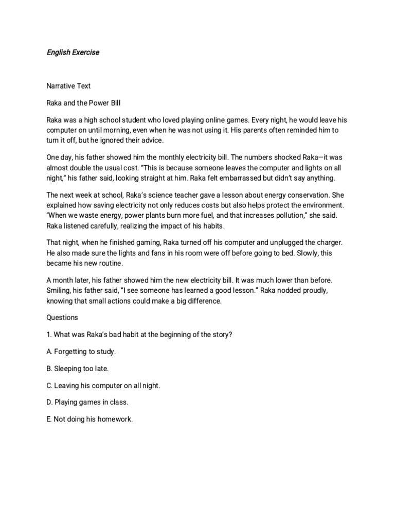 Narrative Text English Exercis-WPS Office | PDF