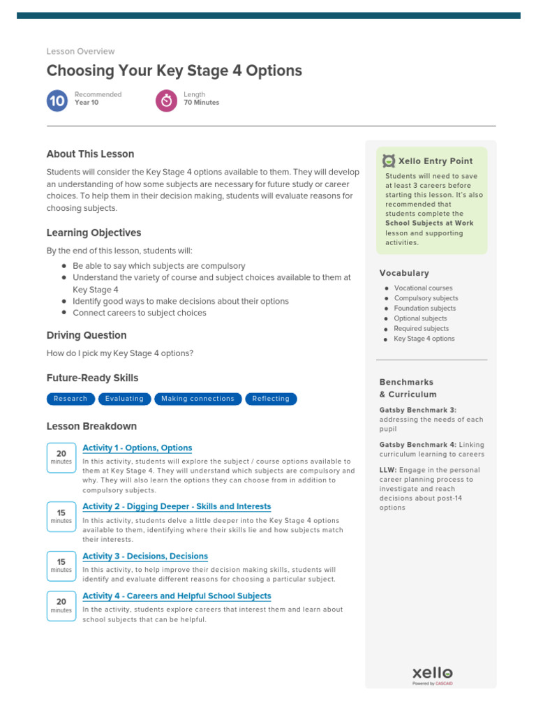 Key Stage 4 Options Guide for Students | PDF | Curriculum | Learning