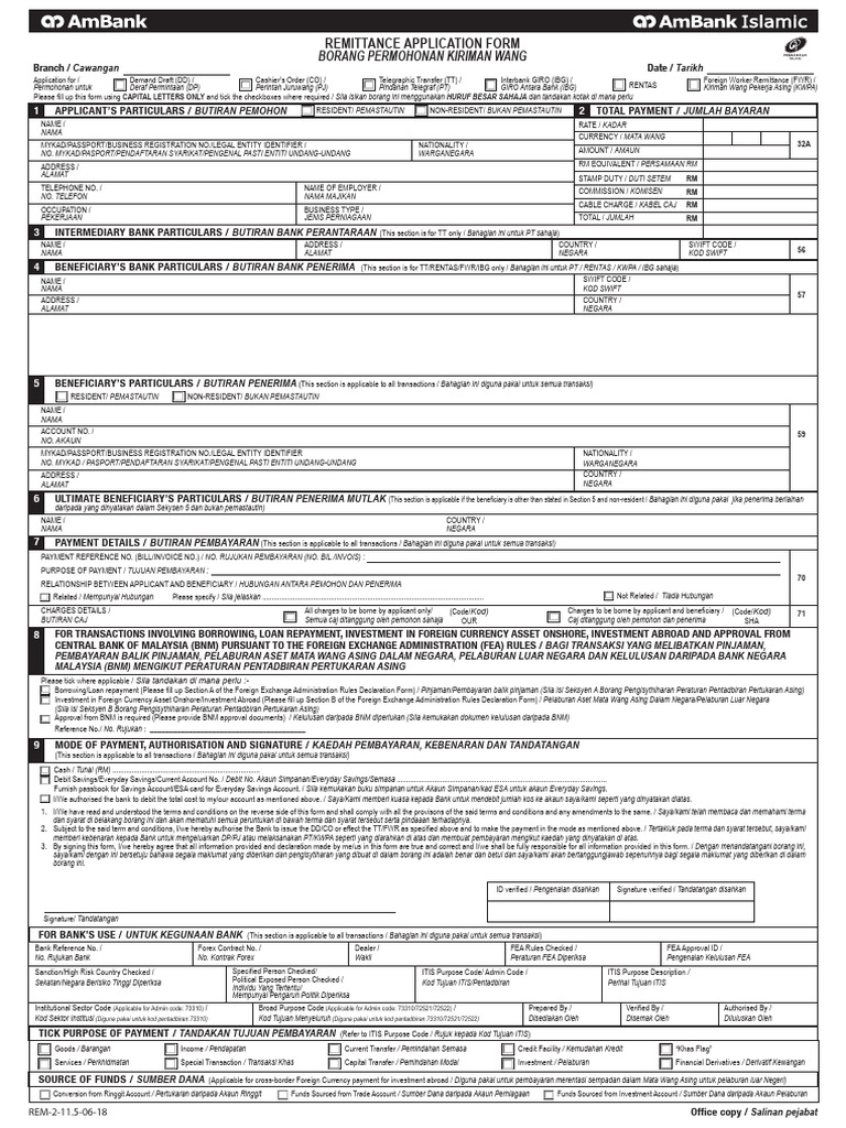 AmBank TT Form Online | PDF