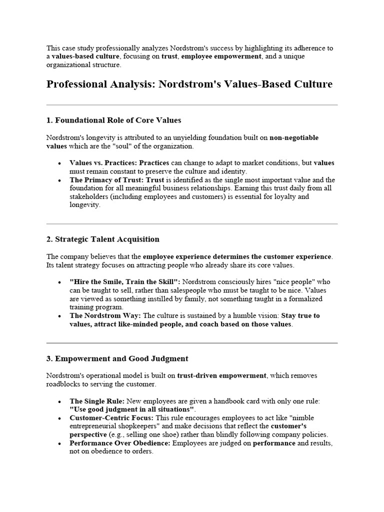 Nordstrom's Values and Inverted Pyramid | PDF | Leadership | Value (Ethics)