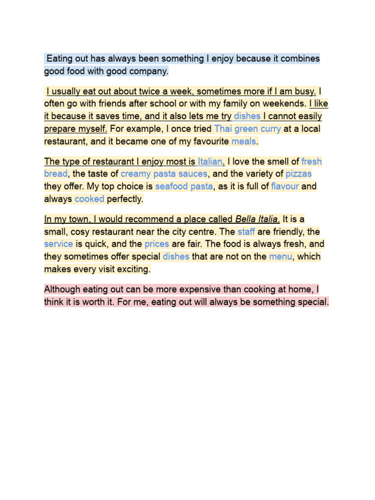 Article Example - Eating Out | PDF