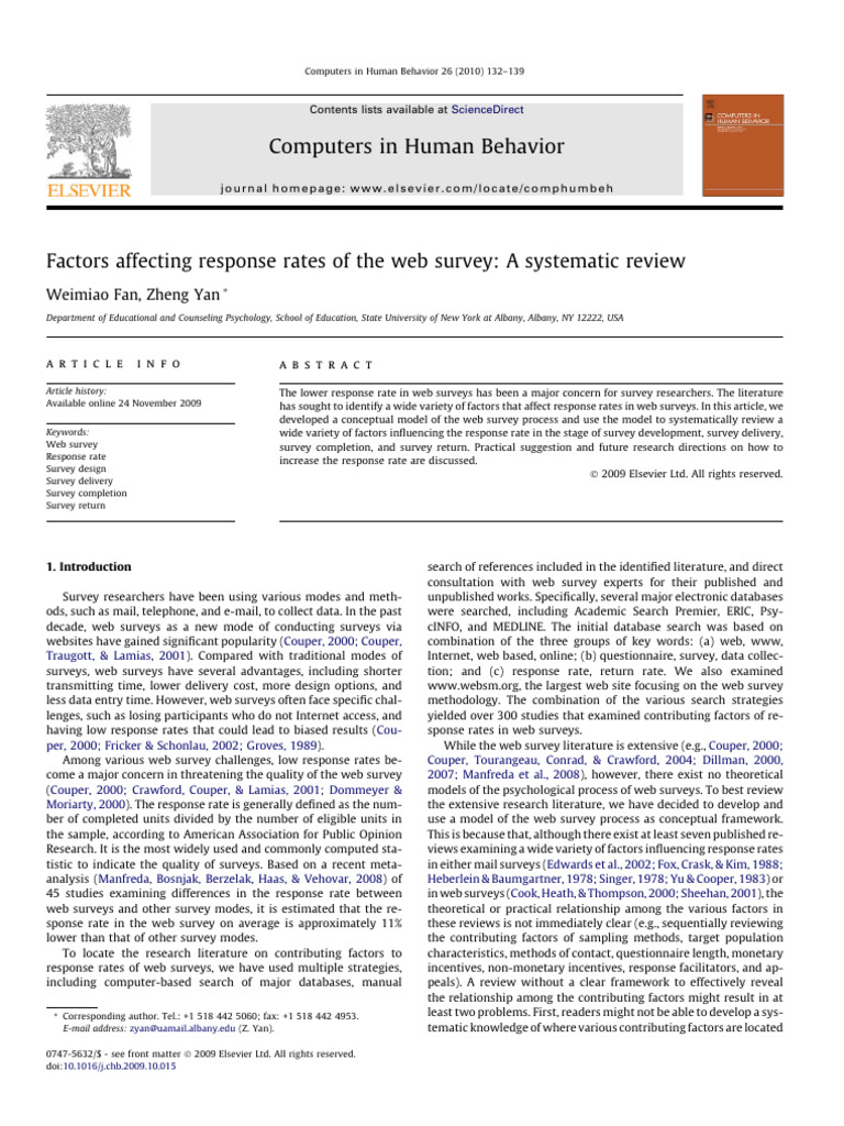 Web Survey Response Rate Factors Review | PDF | Sampling (Statistics ...
