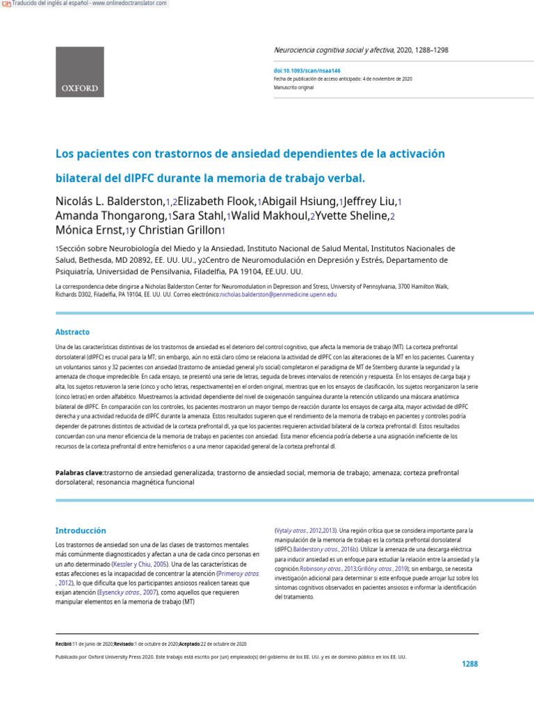 Patients With Anxiety Disorders Rely On Bilateral DLPFC - En.es | PDF ...