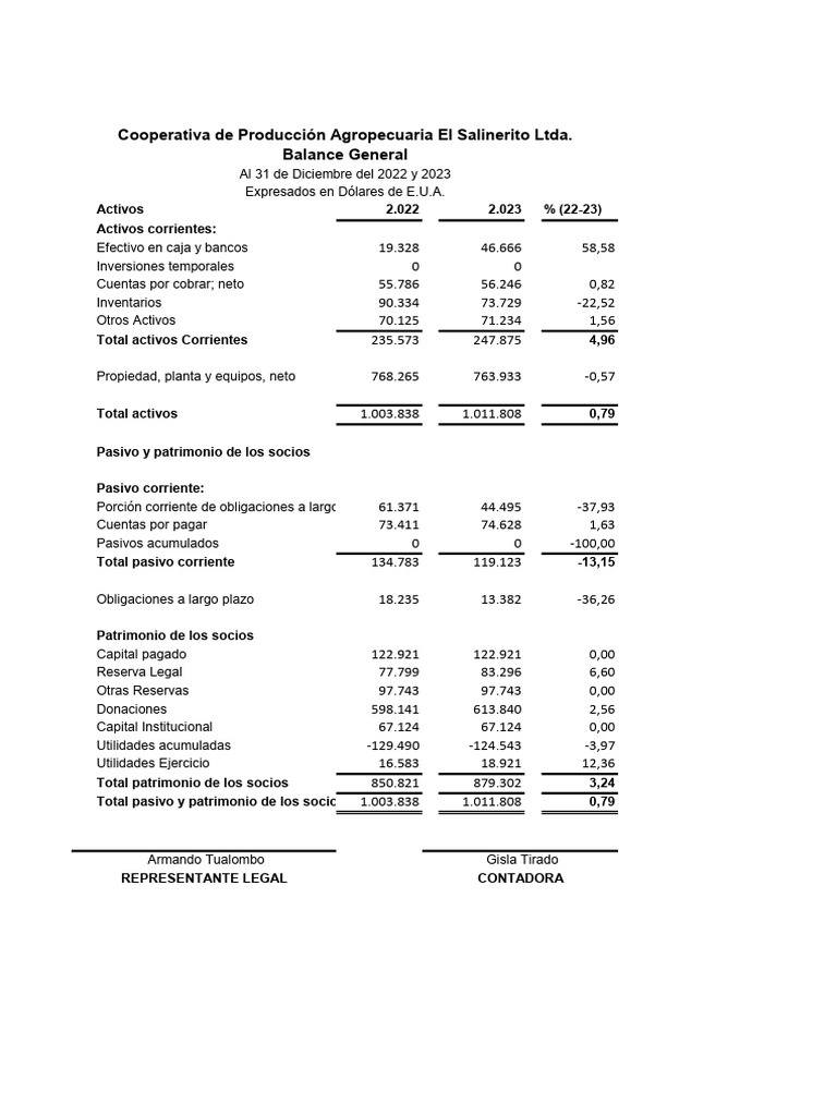 Balance General Dic 2023 | PDF
