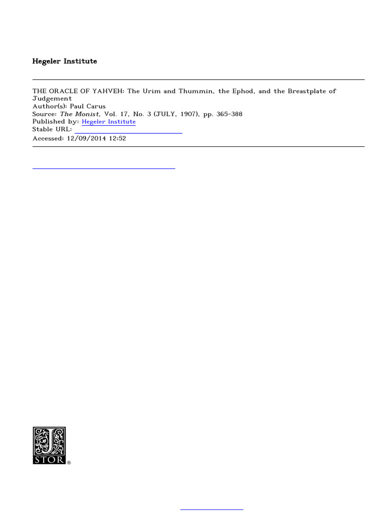 Urim and Thummim: Ancient Oracle Insights | PDF
