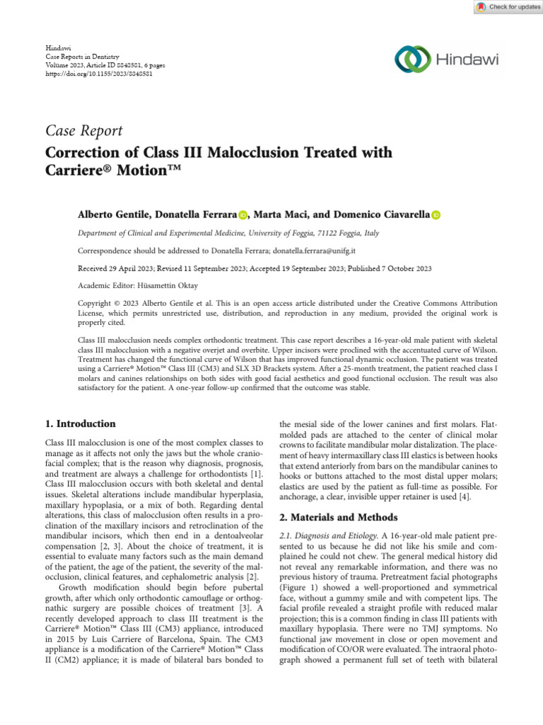 Case Reports in Dentistry - 2023 - Gentile - Correction of Class III ...