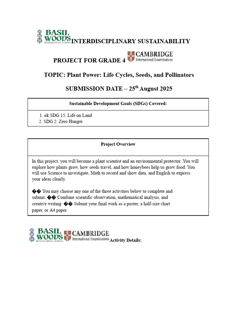 Grade 4 Plant Power Sustainability Project | PDF | Pollination | Seed