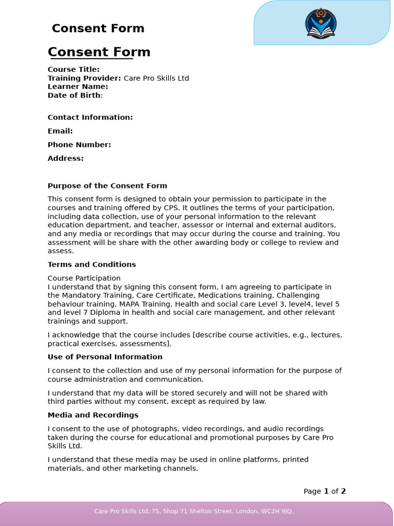 Consent Form For Learner | PDF | Consent