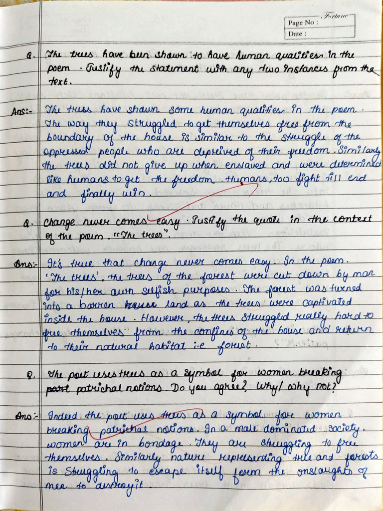 The Trees. Class 10 English | PDF