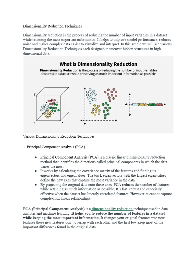 Dimensionality Reduction Techniques | PDF | Principal Component Analysis | Eigenvalues And ...