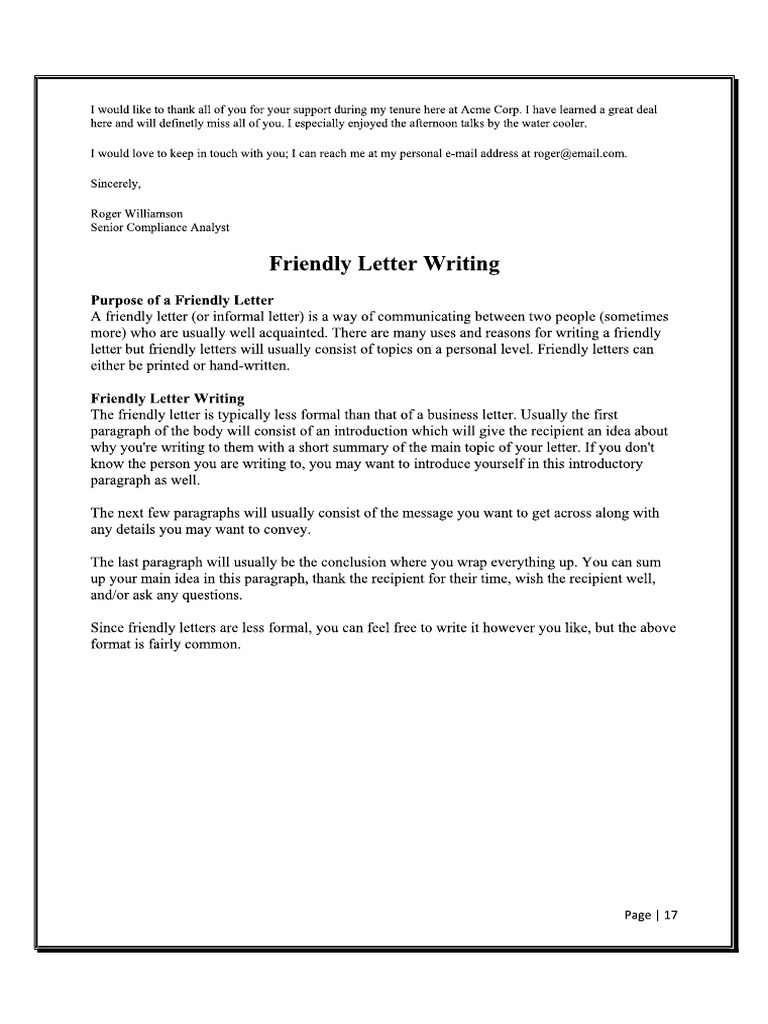 Friendly Letter Writing | PDF