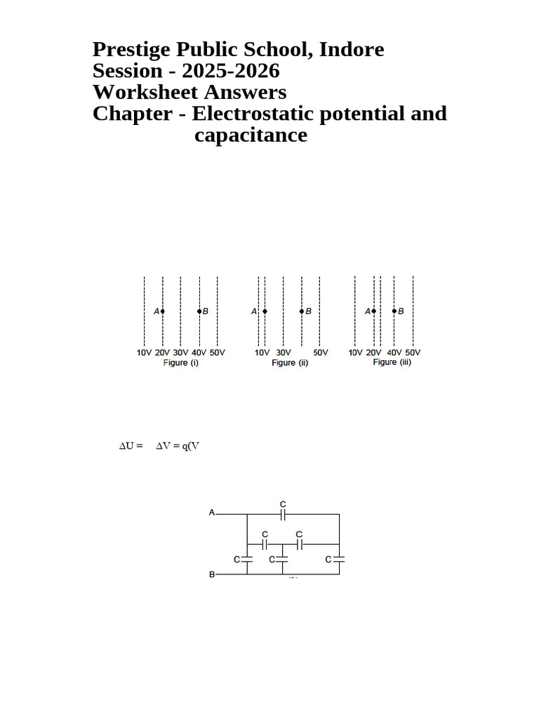 Physics Class Xii Chapter 02 Electrostatic Potential and Capacitance Practice Paper 02 2024 ...