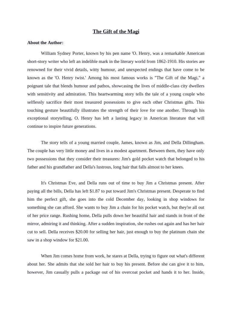 UNIT-I The Gift of The Magi | PDF | Love | Biblical Magi