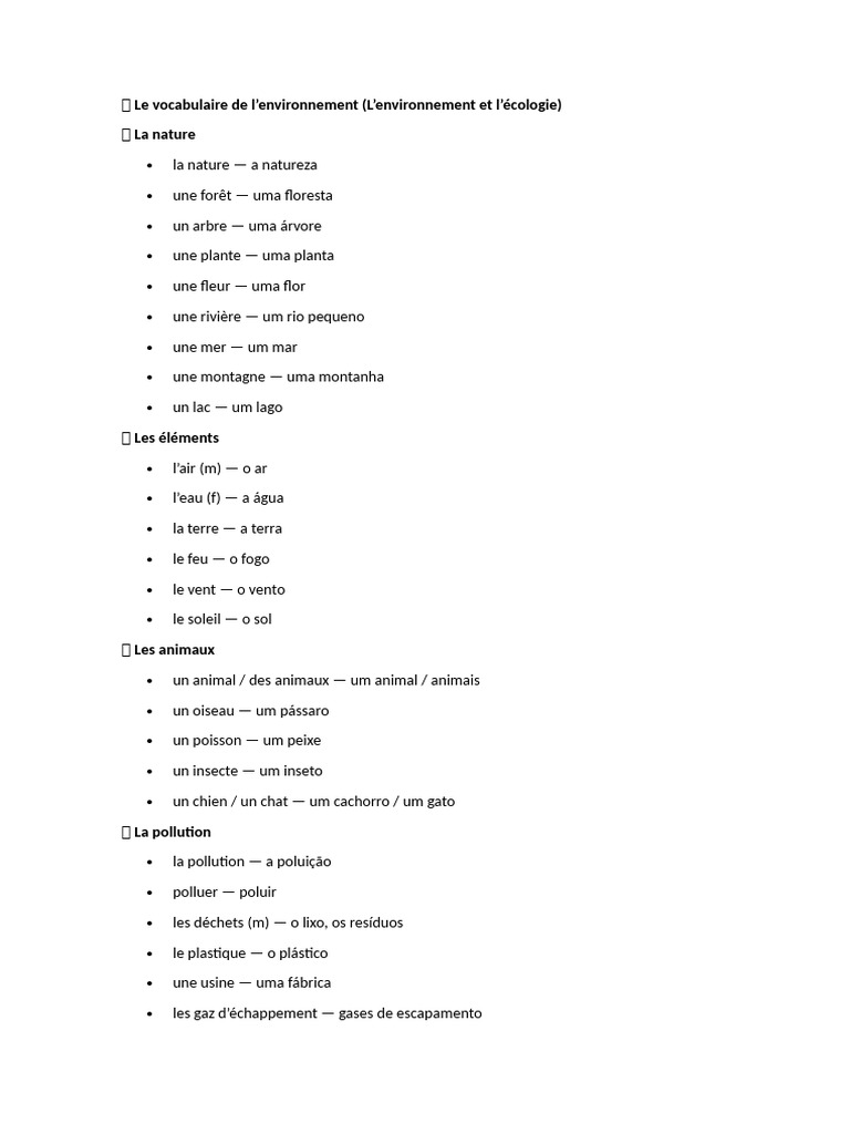 Vocabulaire de l'environnement en PDF | PDF