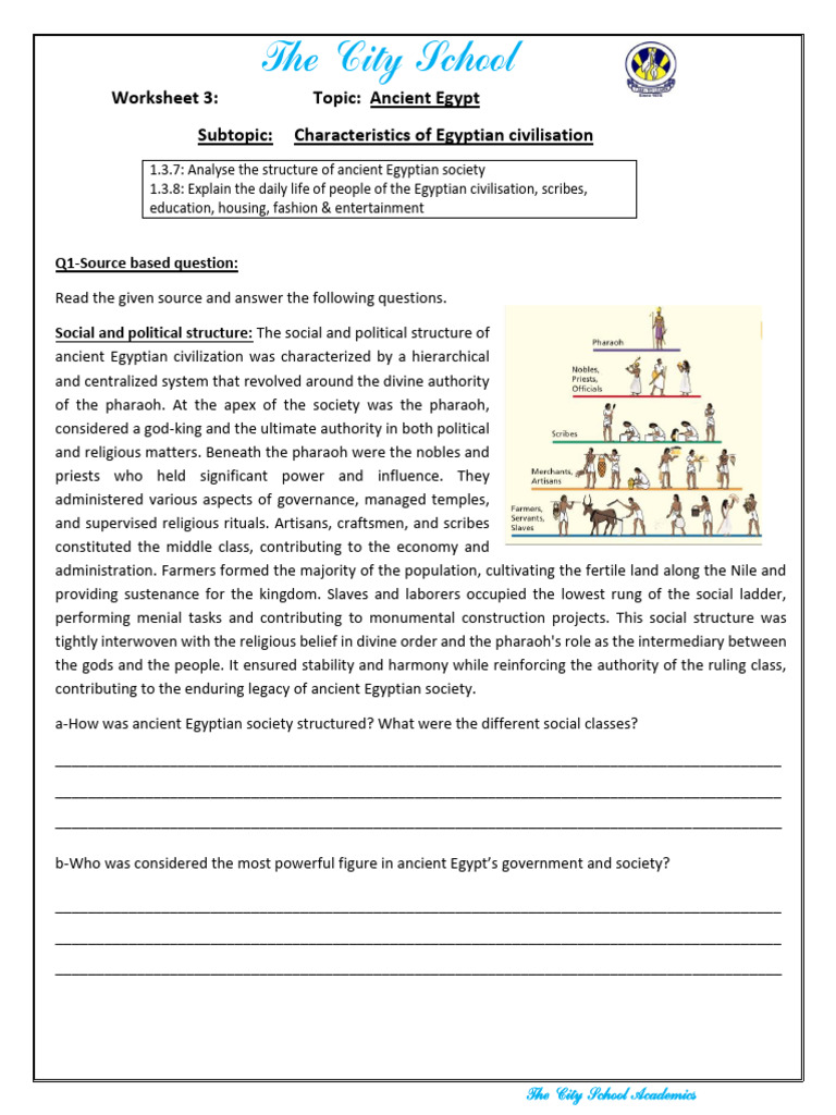 Worksheet 3-Characteristics and Achievements of The Ancient Egypt | PDF ...