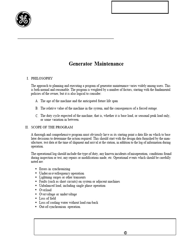 Generator Maintenance Guidelines | PDF | Electric Generator | Turbine