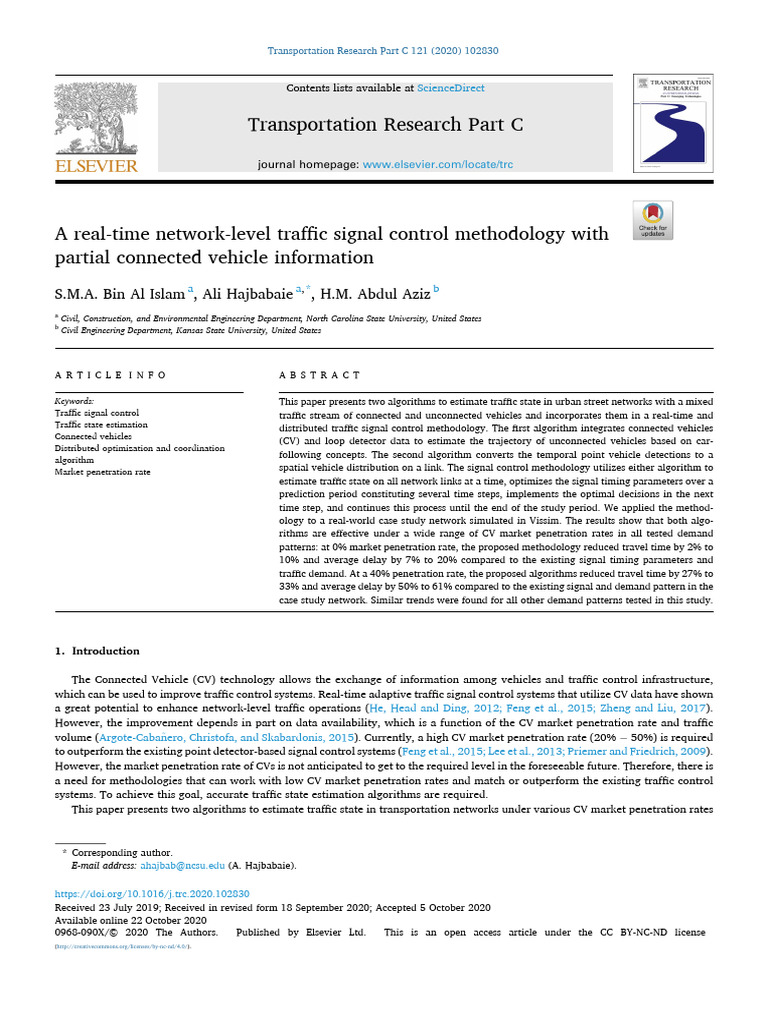 A Real-Time Network-Level Traffic Signal Control Methodology With | PDF ...