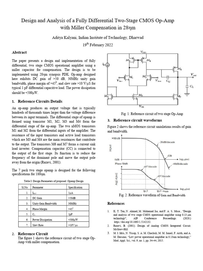 Two-Stage CMOS Op-Amp Design in 28nm | PDF | Operational Amplifier ...