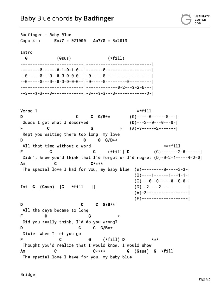 Baby Blue - Badfinger - Chords | PDF