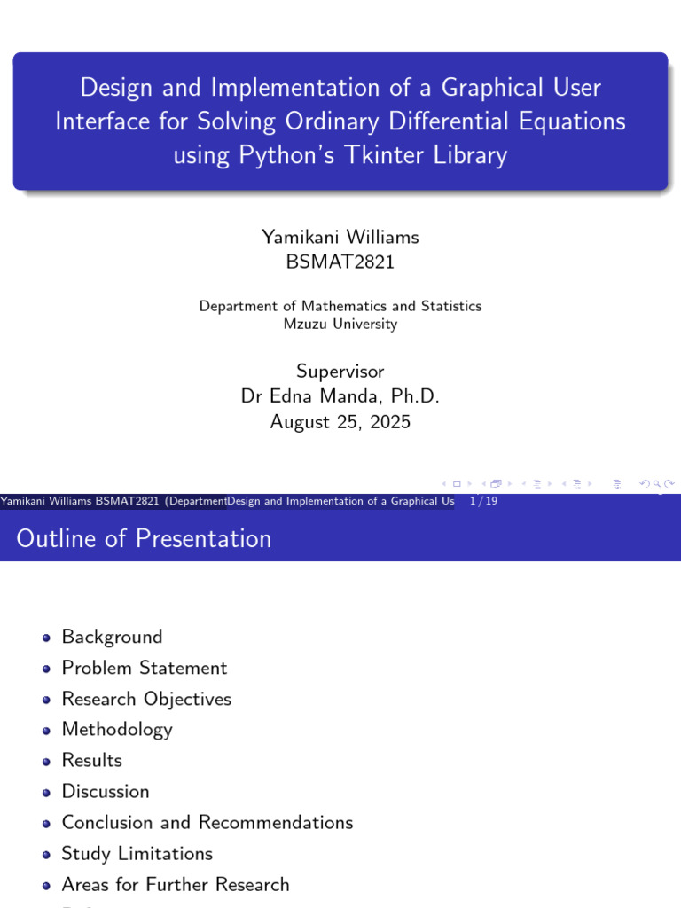 ODE Solver Dissertation Pressentation | PDF | Usability | Ordinary Differential Equation
