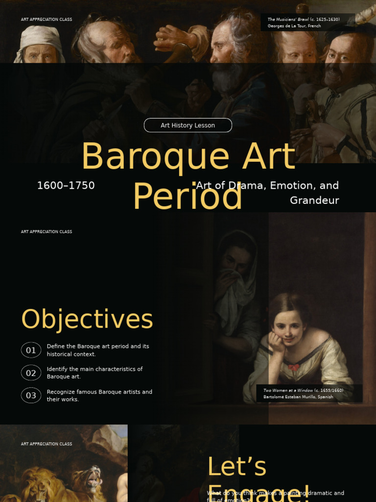 Baroque Art Period Presentation in Black and Yellow Painterly Style ...
