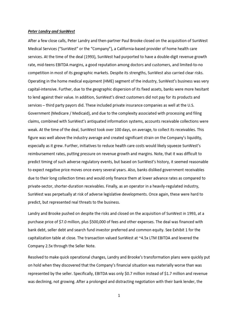 Case Analysis Sample | PDF | Valuation (Finance) | Equity (Finance)