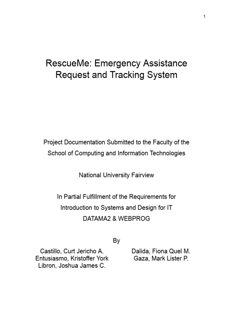 RescueMe - Emergency Assistance Request and Tracking System | PDF ...