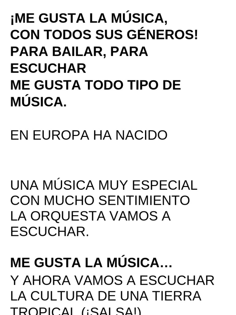 Me Gusta La Música Letra | PDF