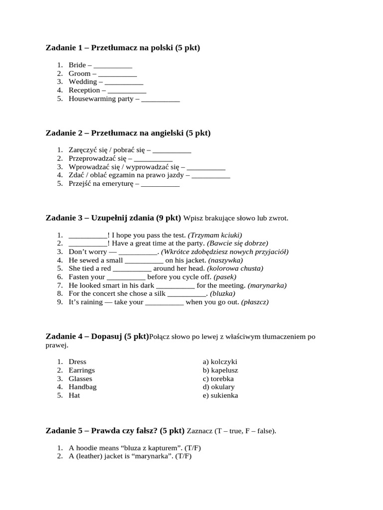 Kartkówka Zosia | PDF
