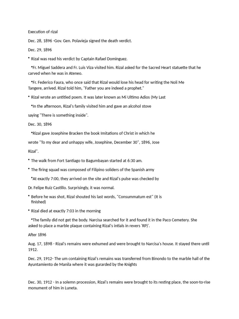 Rizal's Last Words and Execution Details | PDF
