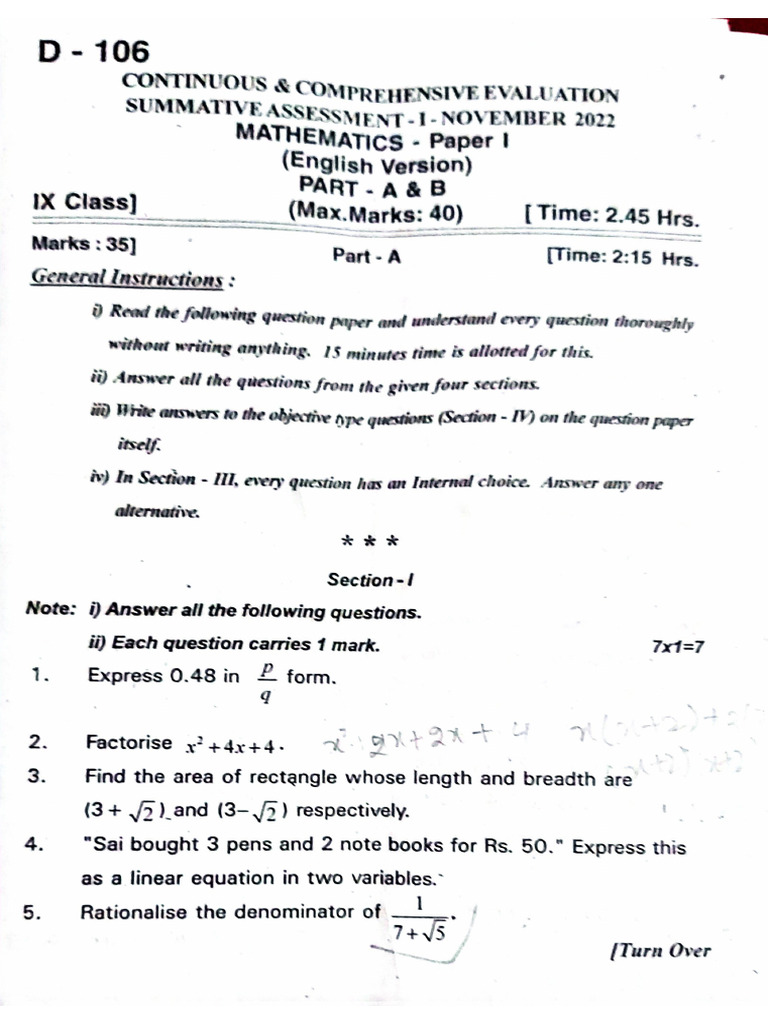 Class 9, Maths Revision | PDF