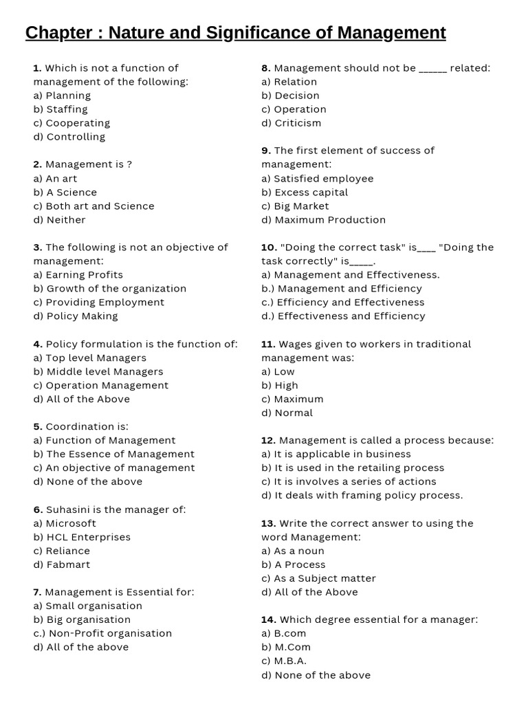 Key Functions and Objectives of Management | PDF | Economies | Business ...