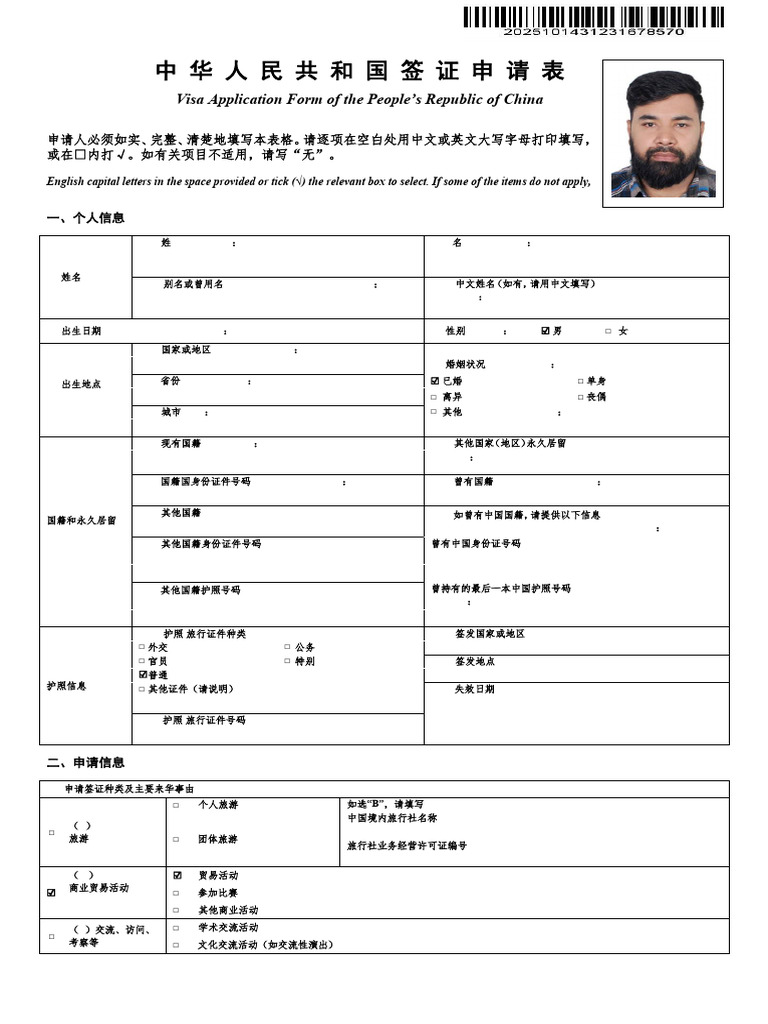 China Visa Application Form Guide | PDF | Travel Visa | Passport