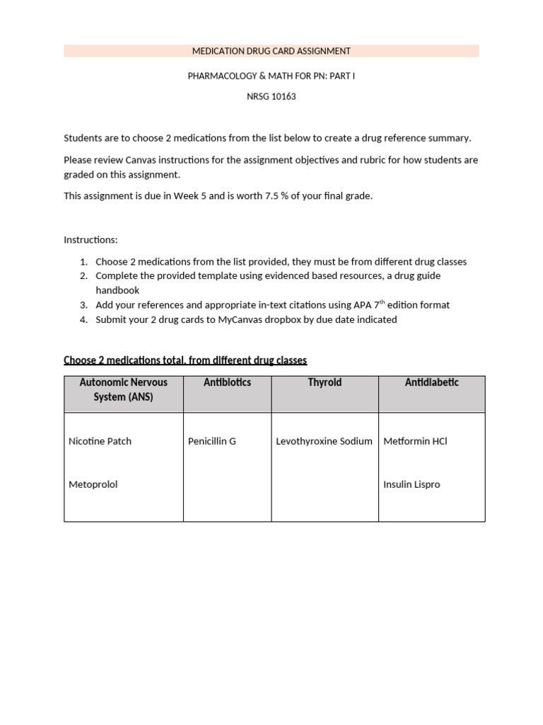 Medication Drug Card Assignment | PDF | Drugs | Heart