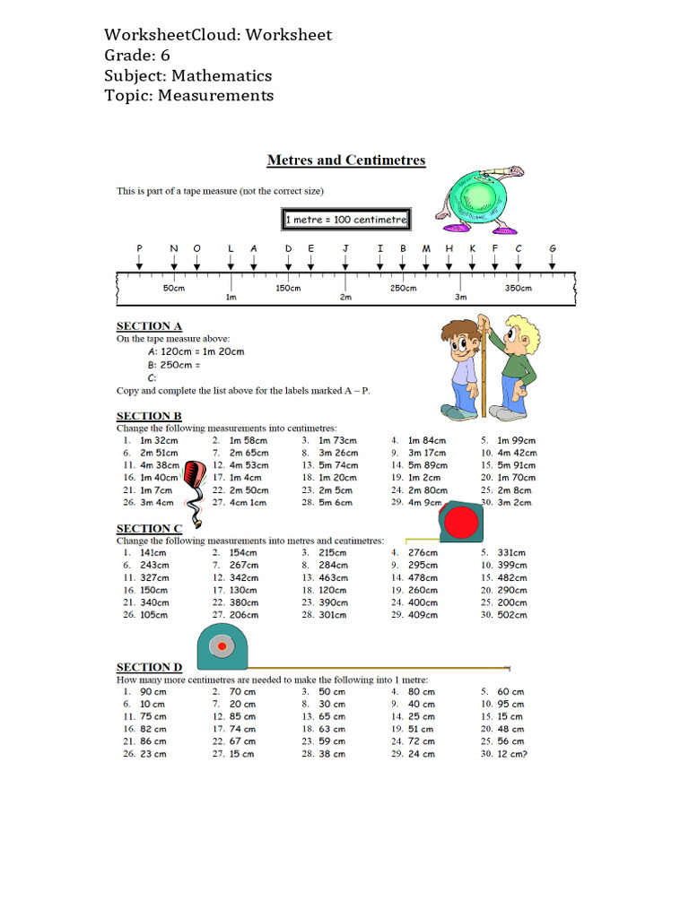 Grade 6 Math Worksheet on Measurements | PDF
