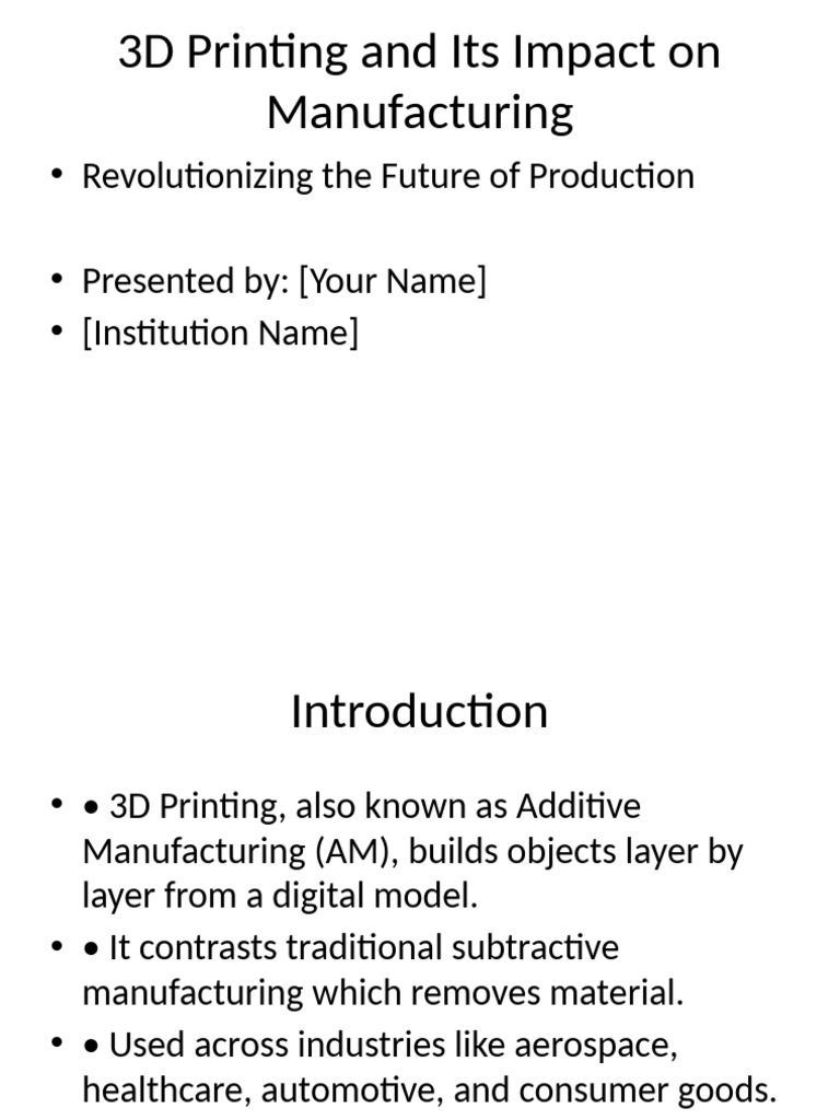 3D Printing's Revolution in Manufacturing | PDF | 3 D Printing ...