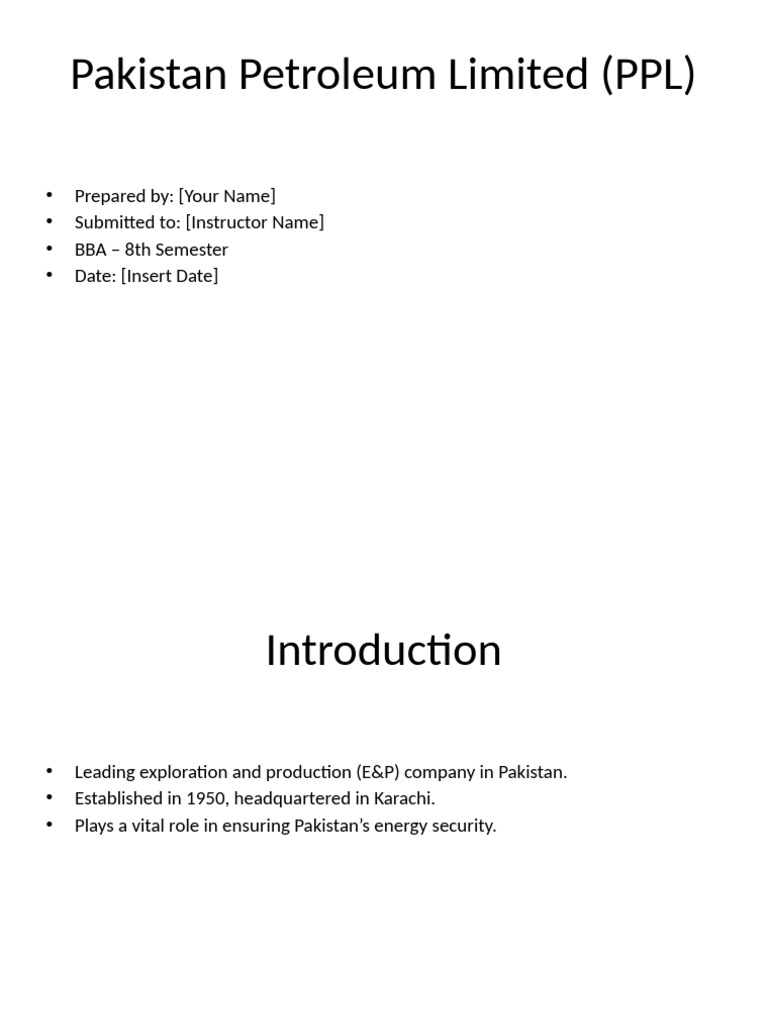 Pakistan Petroleum Limited Presentation | PDF | Petroleum Industry ...