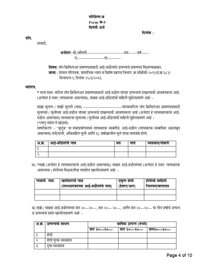 Non C Income Application | PDF