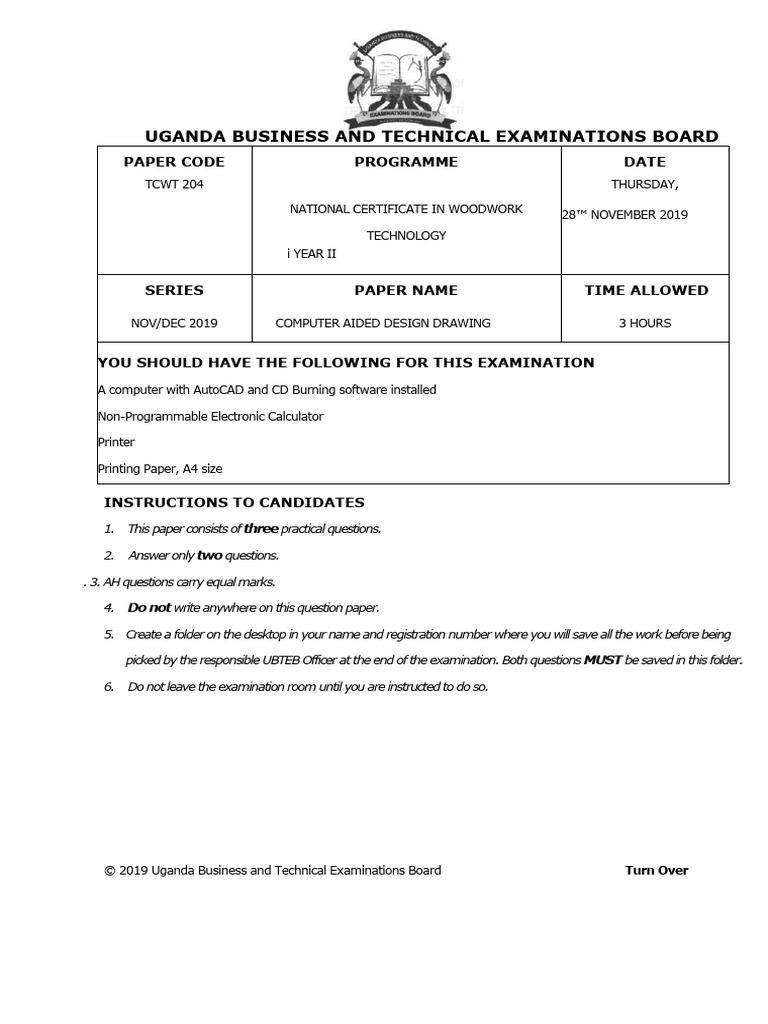 Ubteb Computer Aided Design Drawing - 2019 | PDF | Auto Cad | Computing