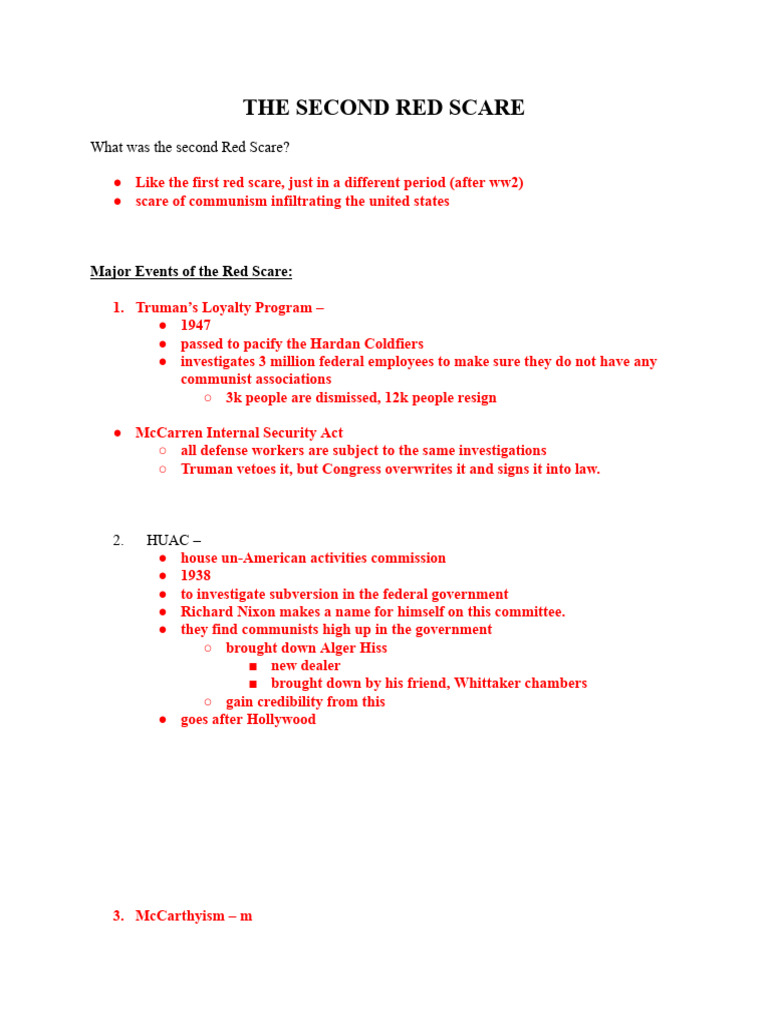 Overview of the Second Red Scare | PDF | Mc Carthyism | Dwight D ...