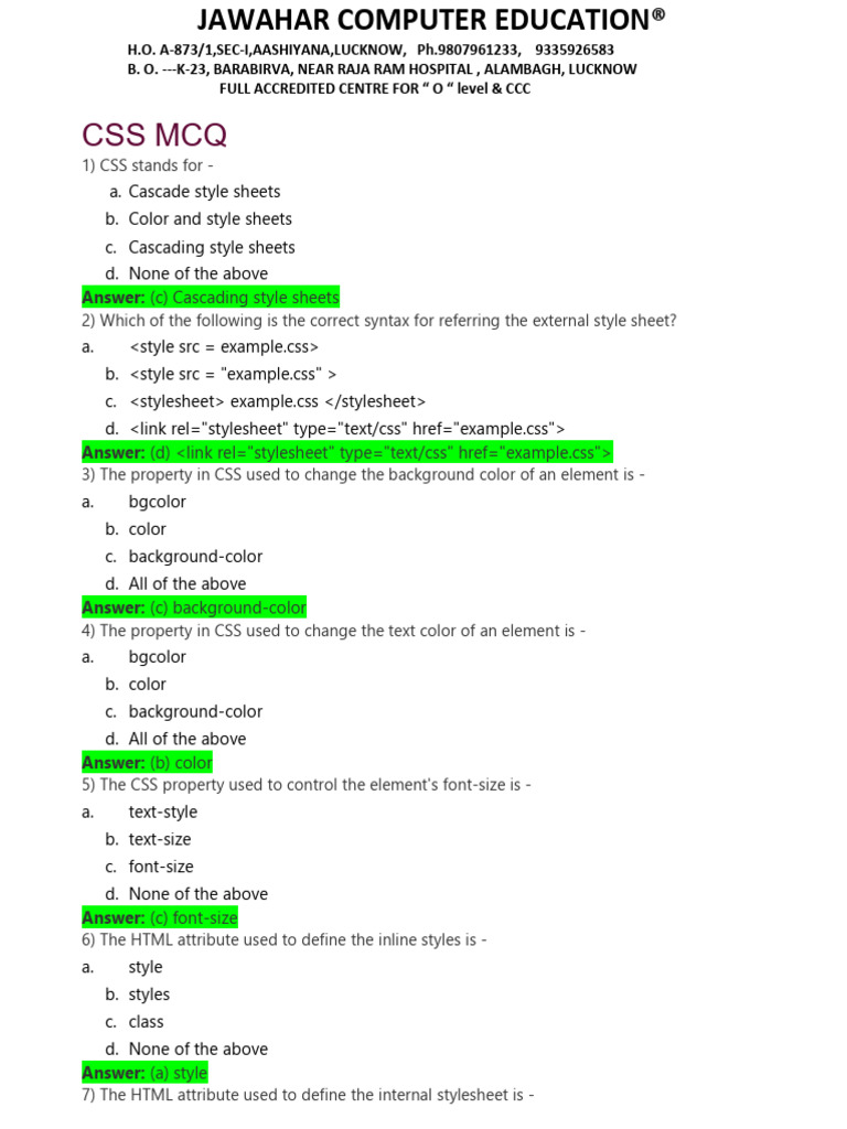 Css MCQ Set - 1 With Answer | PDF | Computing | Cyberpunk Themes