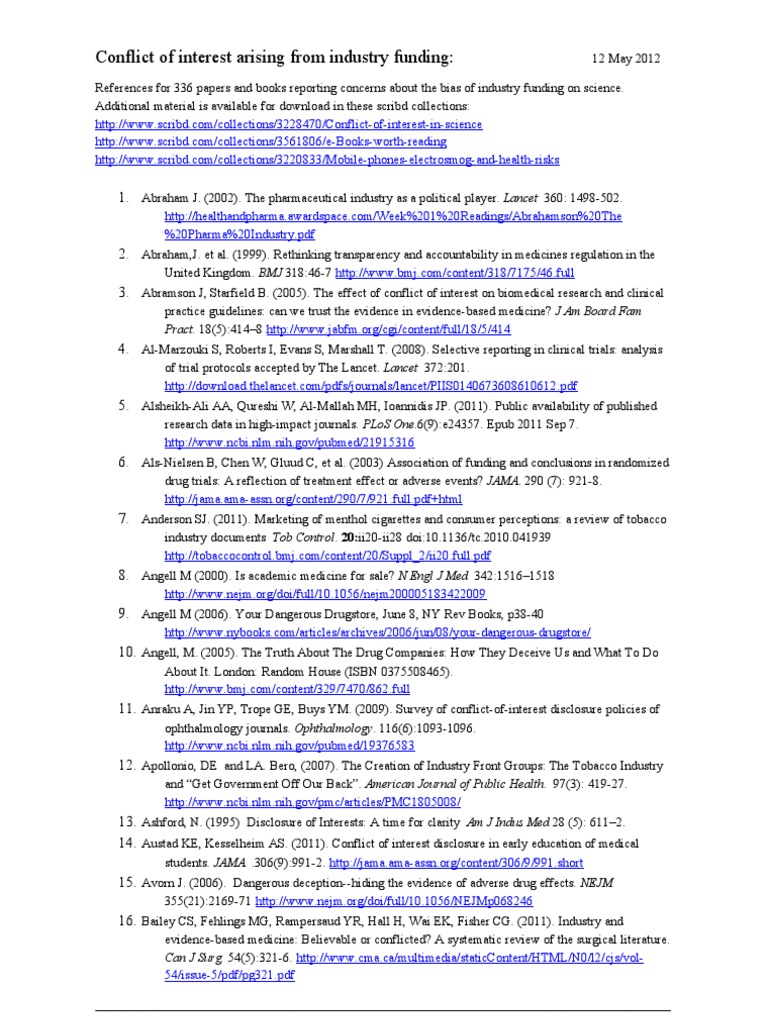 Corruption of Science and Conflict of Interest | PDF | Clinical Trial ...