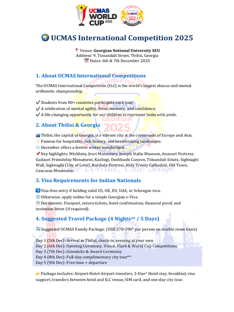 UCMAS International Competition 2025 | PDF | Georgia (Country)