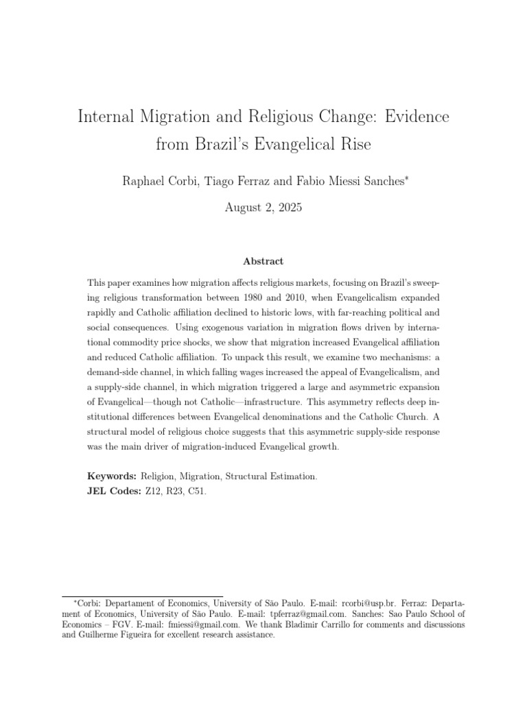 Migration and Religion | PDF | Pentecostalism | Human Migration