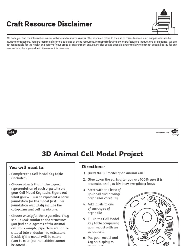 3D Animal Cell Model Instructions | PDF | Organelle | Cell (Biology)