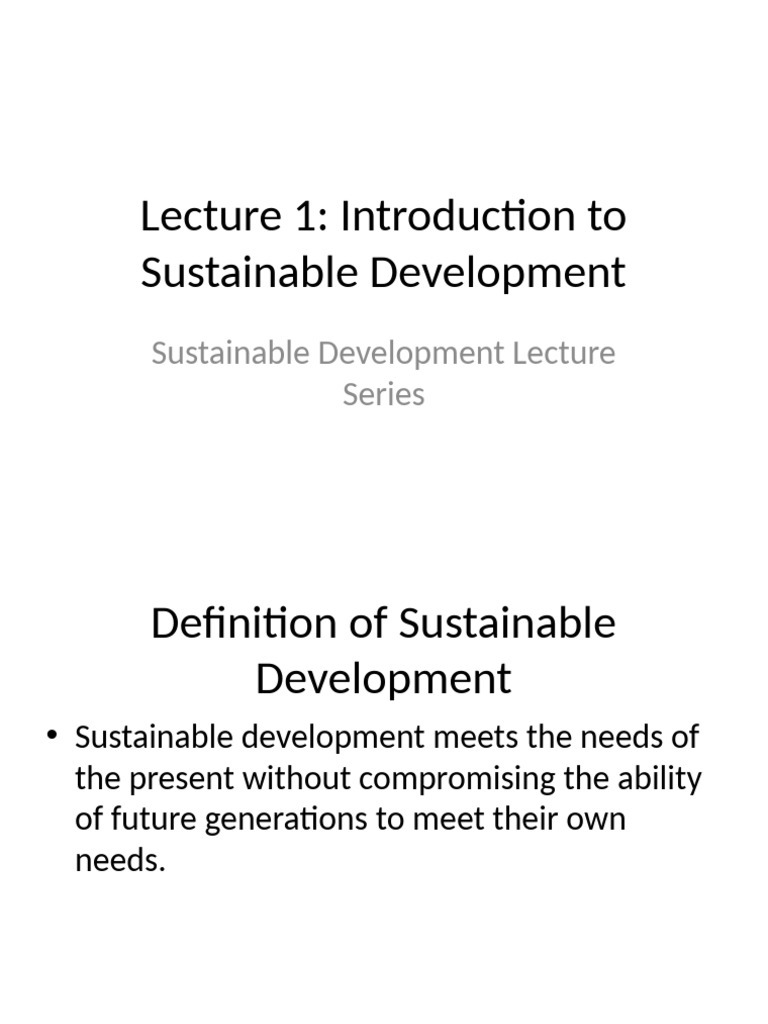Lecture 1 Introduction to Sustainable Development | PDF