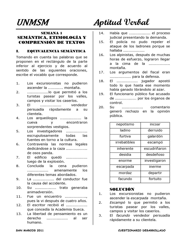 Semántica, Etimología y Comprensión de Textos | PDF