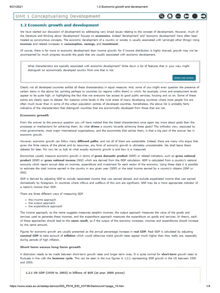 1.2 Economic Growth and Development | PDF | Gross Domestic Product | Economic Growth